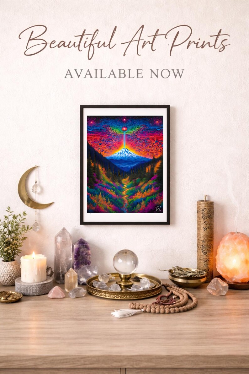 Mount Shasta Psychedelic Art Print – Root Chakra Activation, Spiritual ...