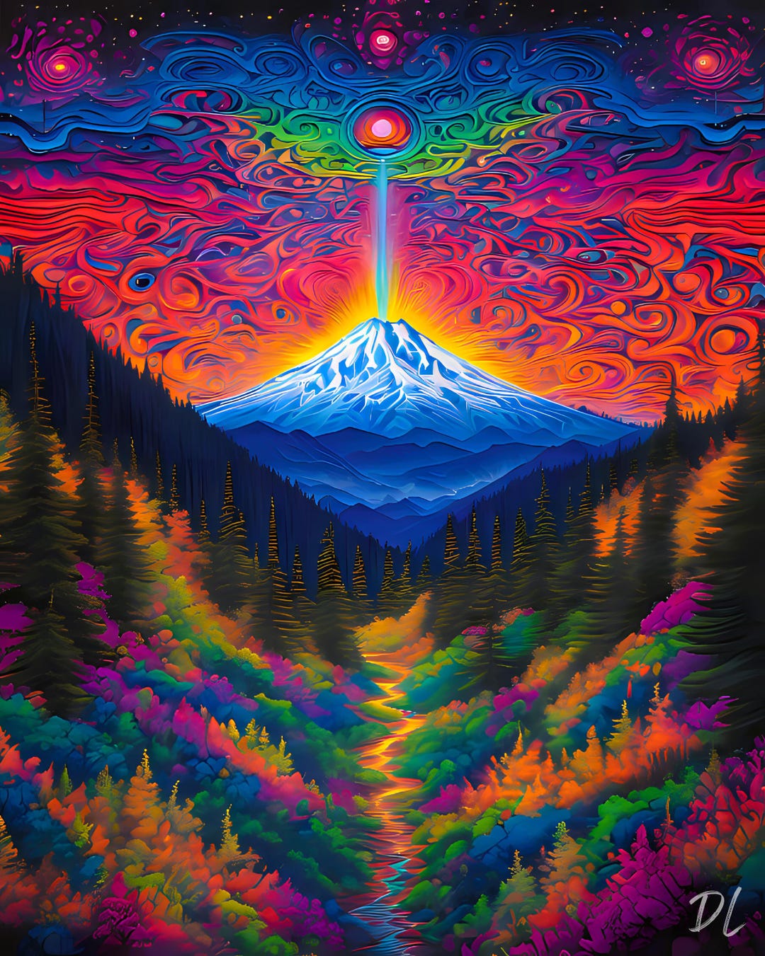Mount Shasta Psychedelic Art Print – Root Chakra Activation, Spiritual ...