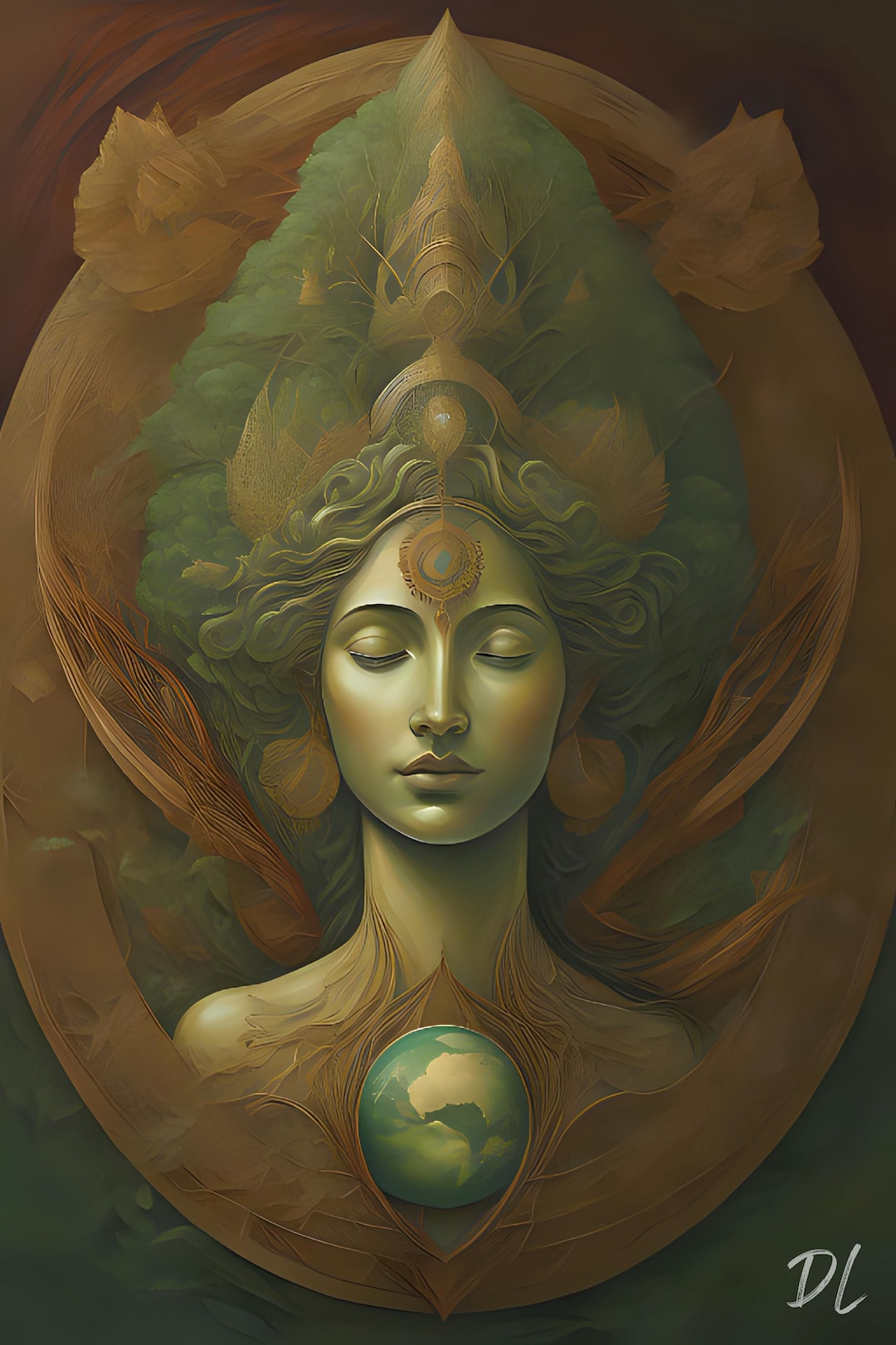 Gaia Earth Spirit Art Print – Divine Mother, Earth Healing, Spiritual ...