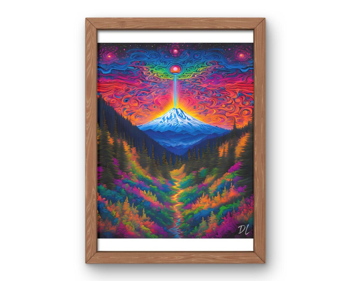 Mount Shasta Psychedelic Art Print – Root Chakra Activation, Spiritual ...
