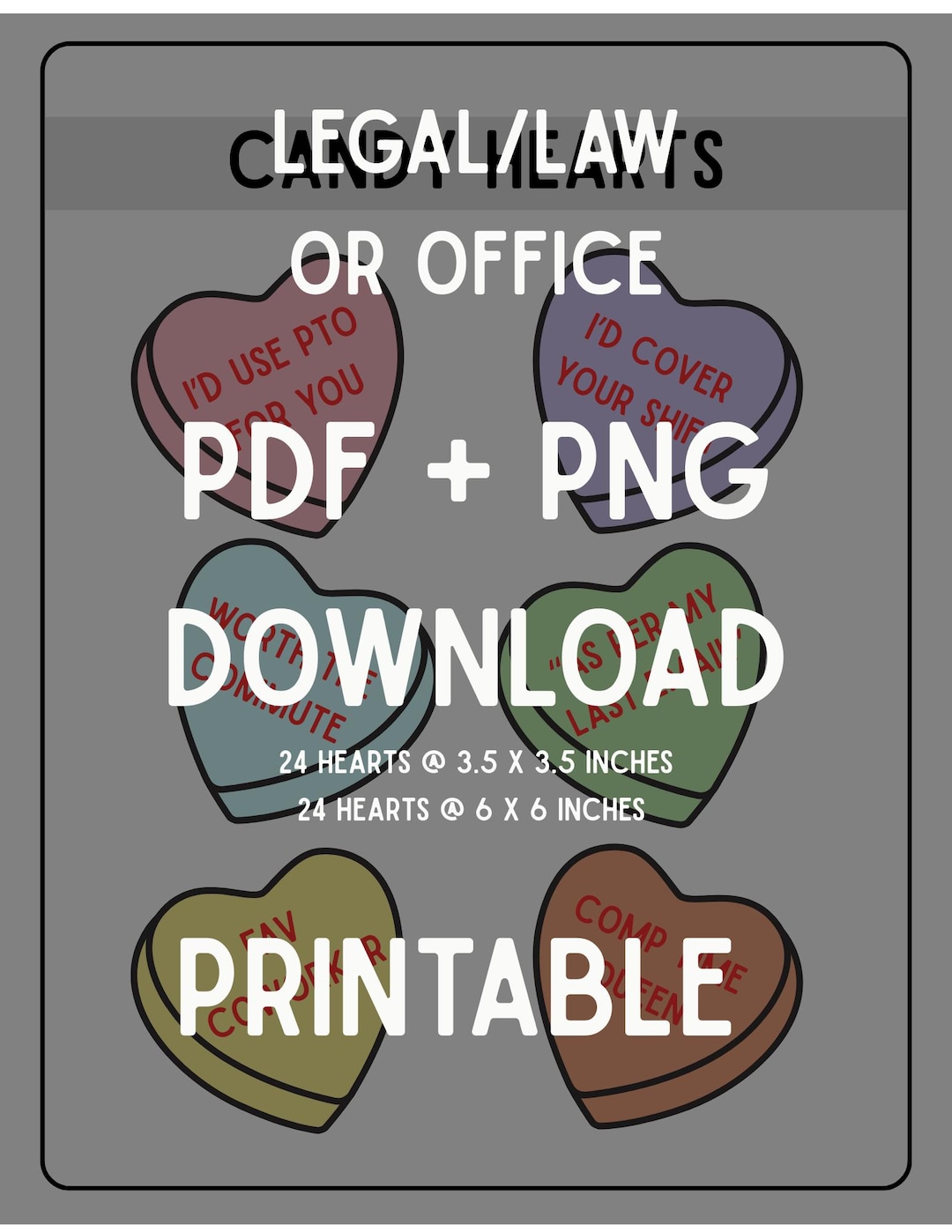 Lawyer Candy Hearts Printable | Valentine’s Day Office Decor | Legal ...