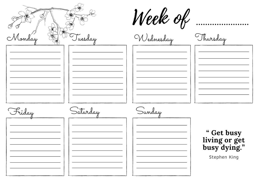 Weekly Planner Printable to Do List - Digital PDF - Etsy