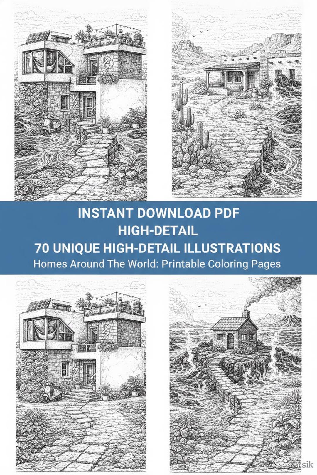 Modern Home Coloring Book | 70+ Architecture Designs (PDF Download) - Etsy