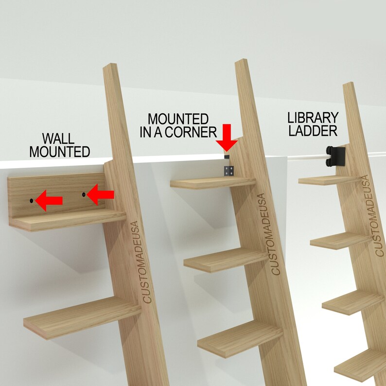 Wooden Ladder Red Oak Maple 17 Width | Etsy