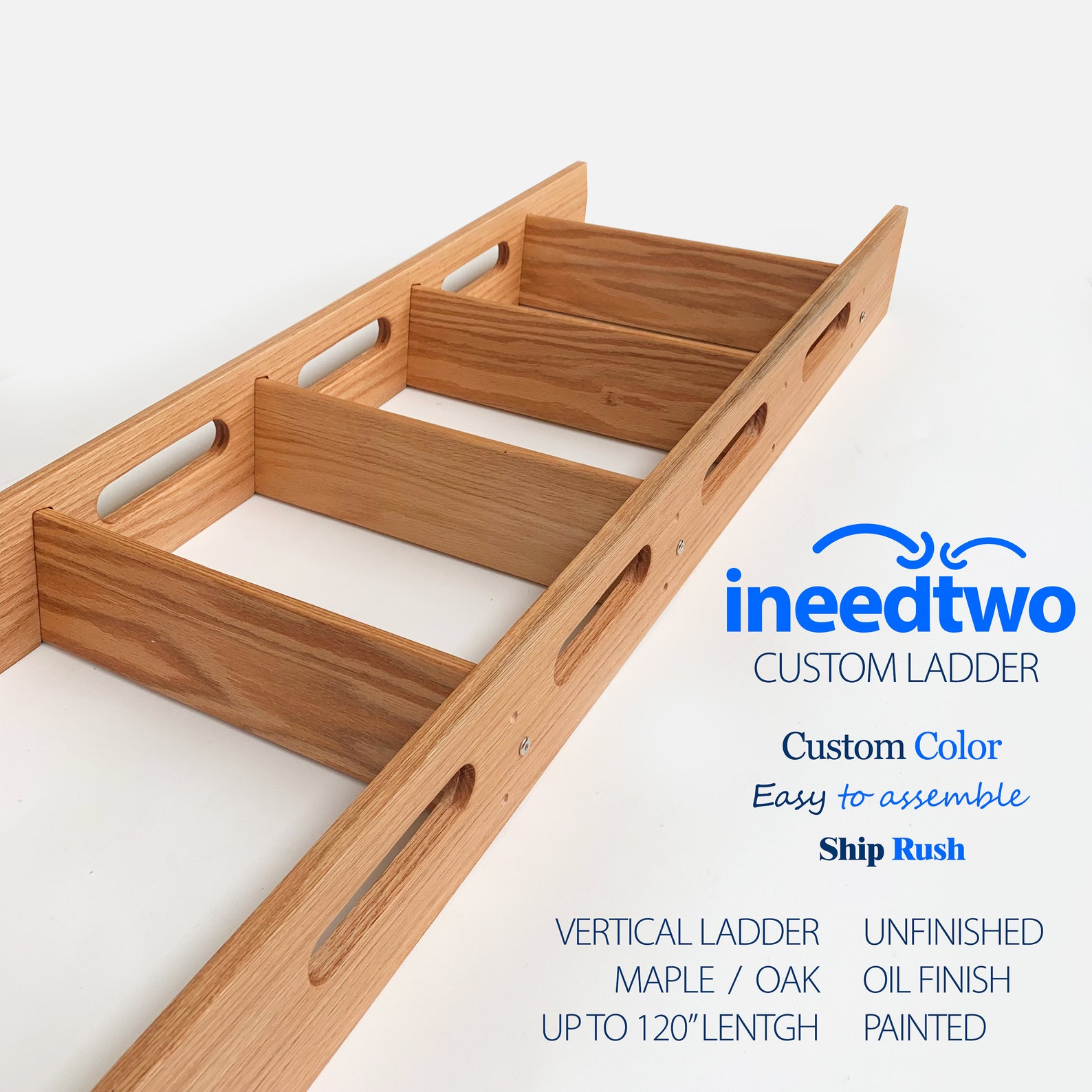 Vertical Ladder - Custom Ladder - up to 120" - 18" Width - Unfinished ...