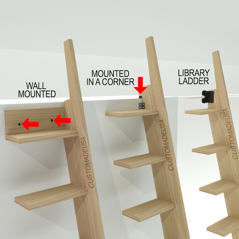 Wood Ladder Loft Ladder Library Ladder: Made to Order - Etsy