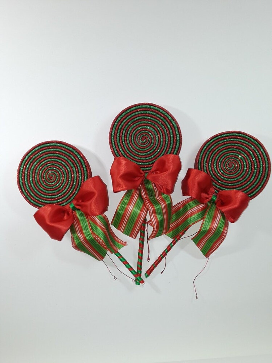 Green + Red Glitter Foam Lollipops Embellishment - Etsy