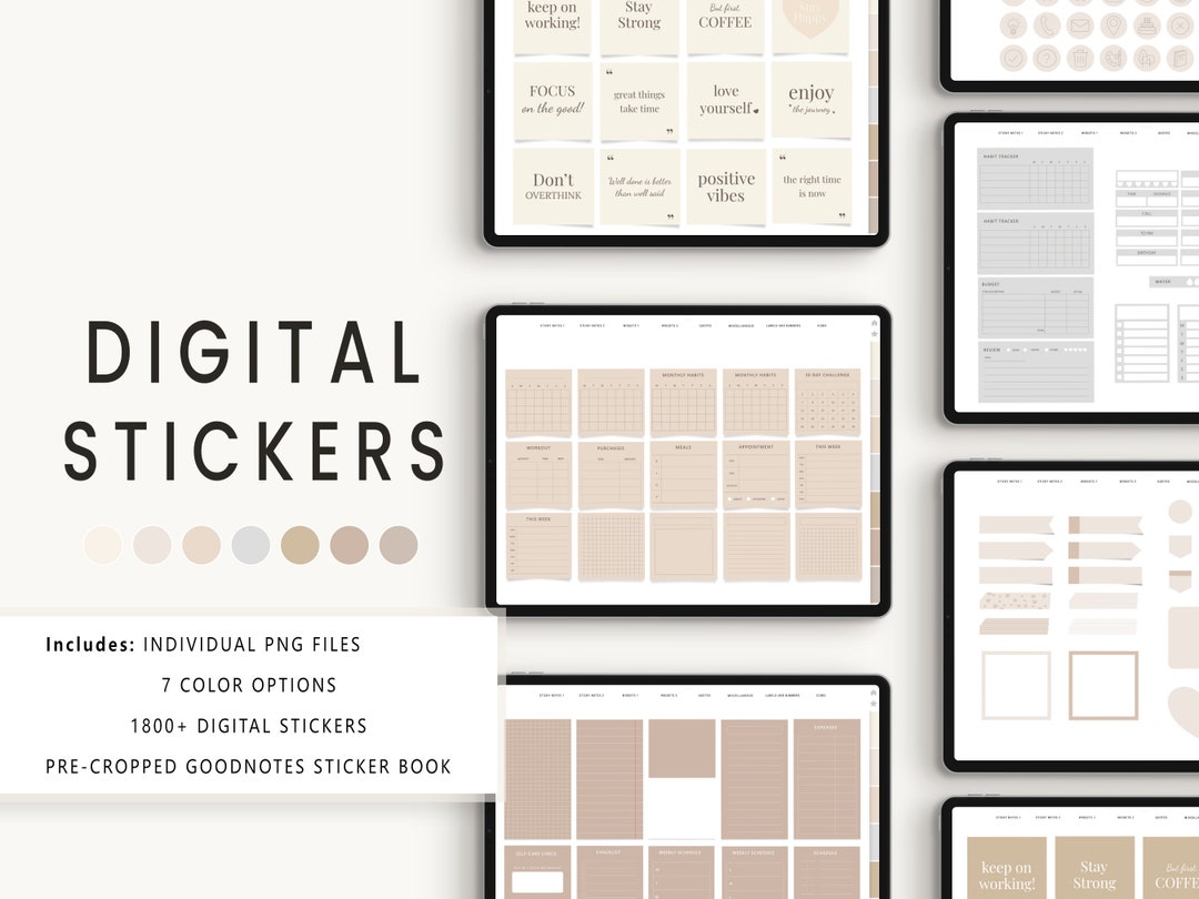 Minimal Digital Stickers Set Goodnotes Sticker Book Digital - Etsy
