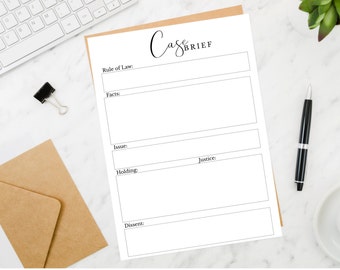 Law School Case Brief Template PRINTABLE, Great for Study Notes - Etsy