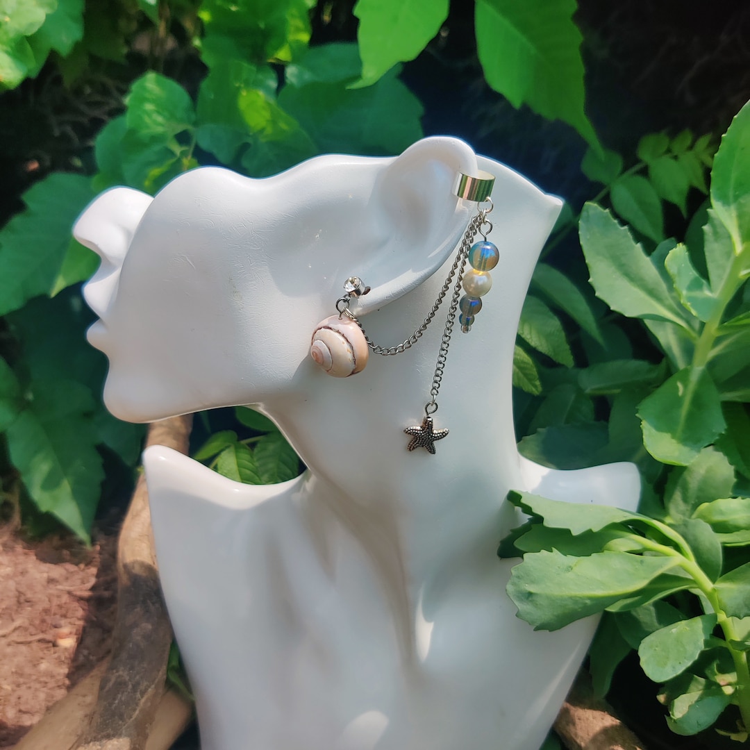 Beachy Ear Cuff, Shell Ear Cuff, Summer Ear Cuff, Ear Cuff, Summery ...
