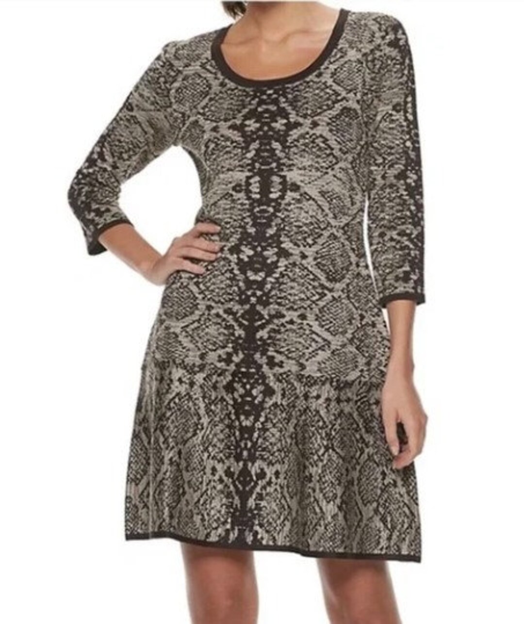 Nina Leonard Scoop Neck Snake Print Sweater Dress - Etsy