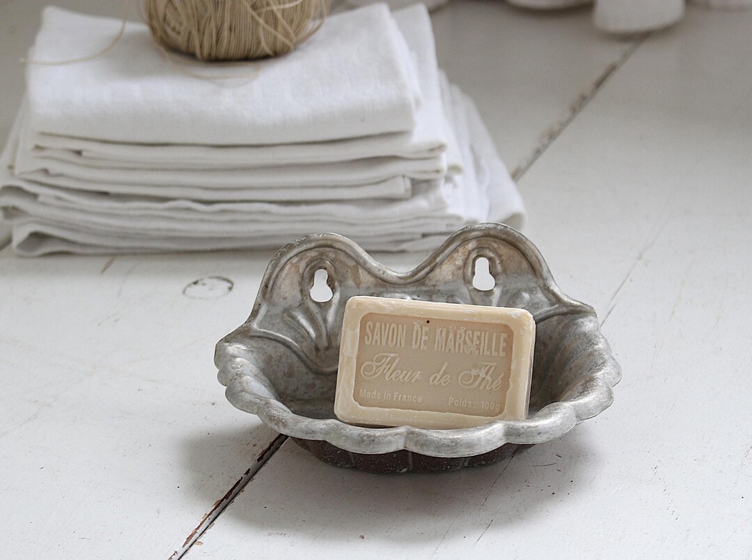 Vintage French Tin Soap Dish, Soap Hanger, Sponge Holder. Farmhouse ...