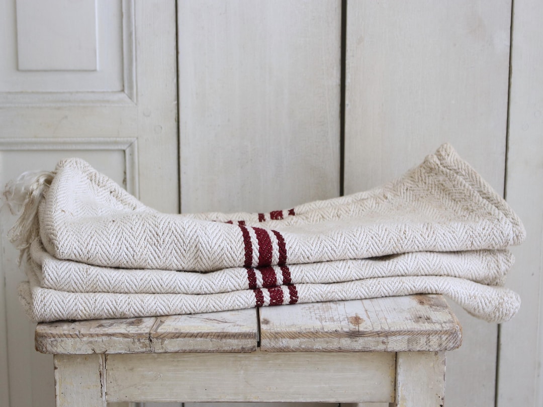 Vintage French Flour Sack - Grain Sack - Laundry Sack With Stripe ...