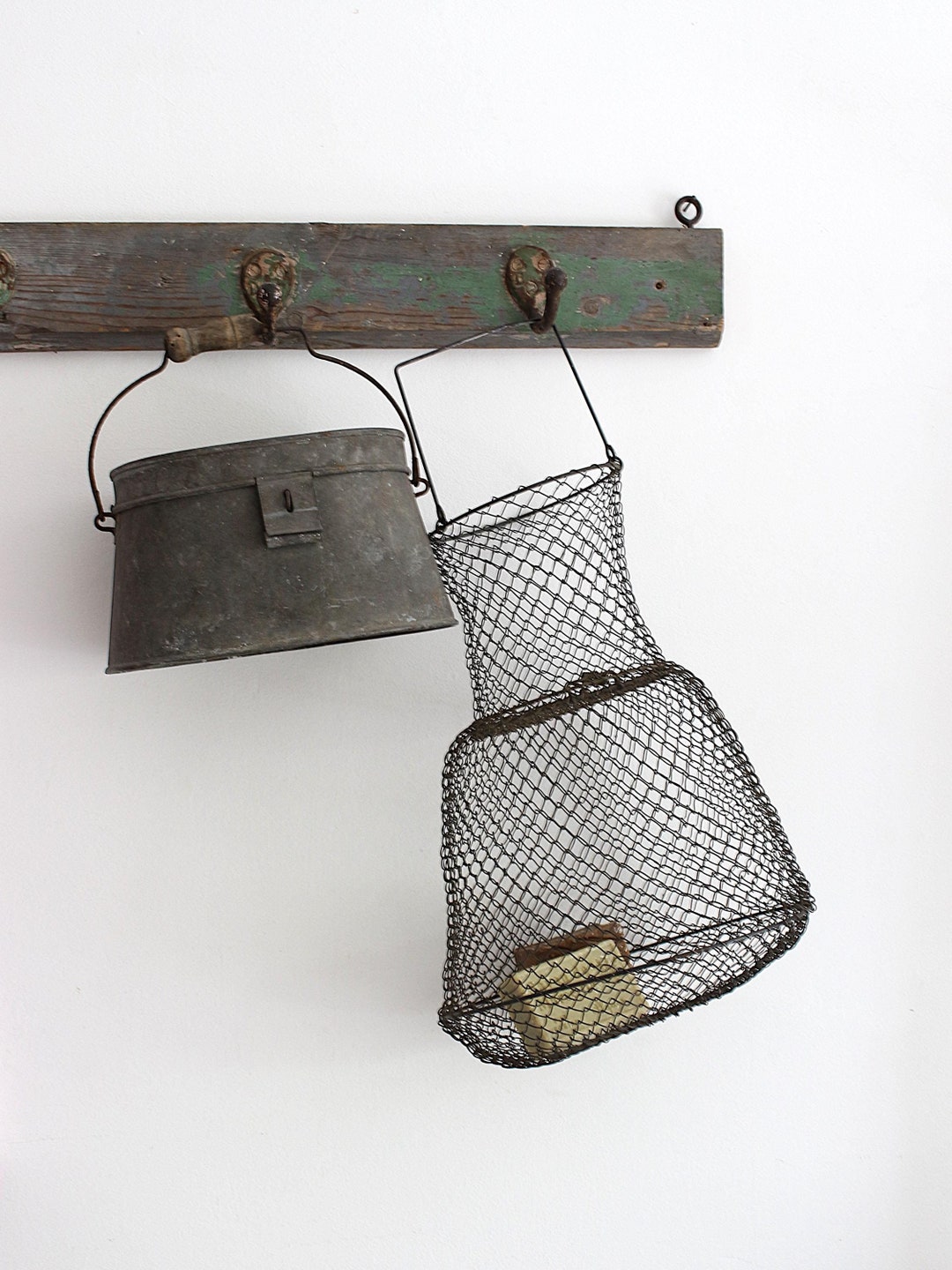 Vintage French Wire Fish Basket, Fishing Bait Minnow Trap, Fishermans ...