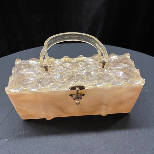 Vintage Lucite Box Purse With Flower Design Lucite Handbag - Etsy