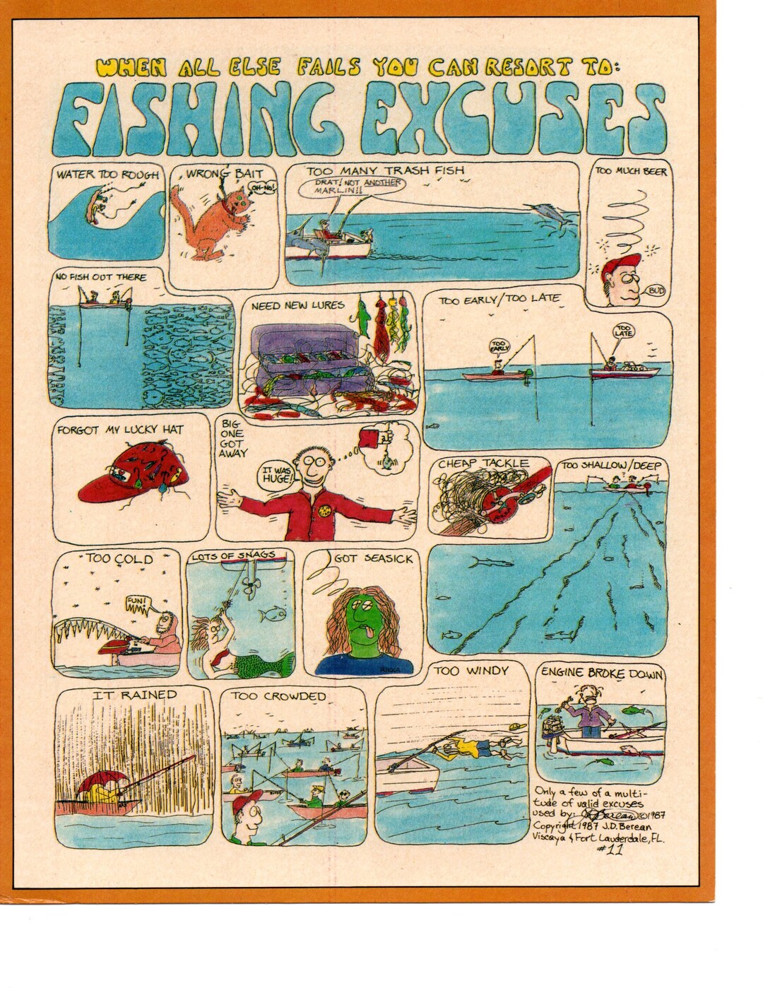 Fishing Excuses Vintage Postcard Fishing Postcard Large Postcard - Etsy