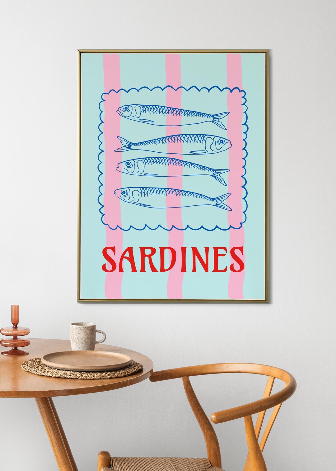 Sardines Printable Poster – Retro Seafood Wall Art, Nautical Kitchen ...