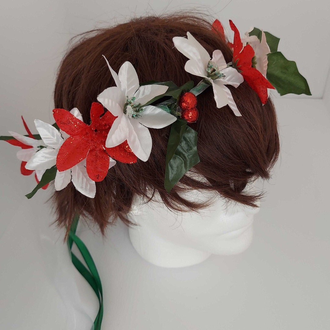 Holly and Poinsettias Flower Crown - Etsy
