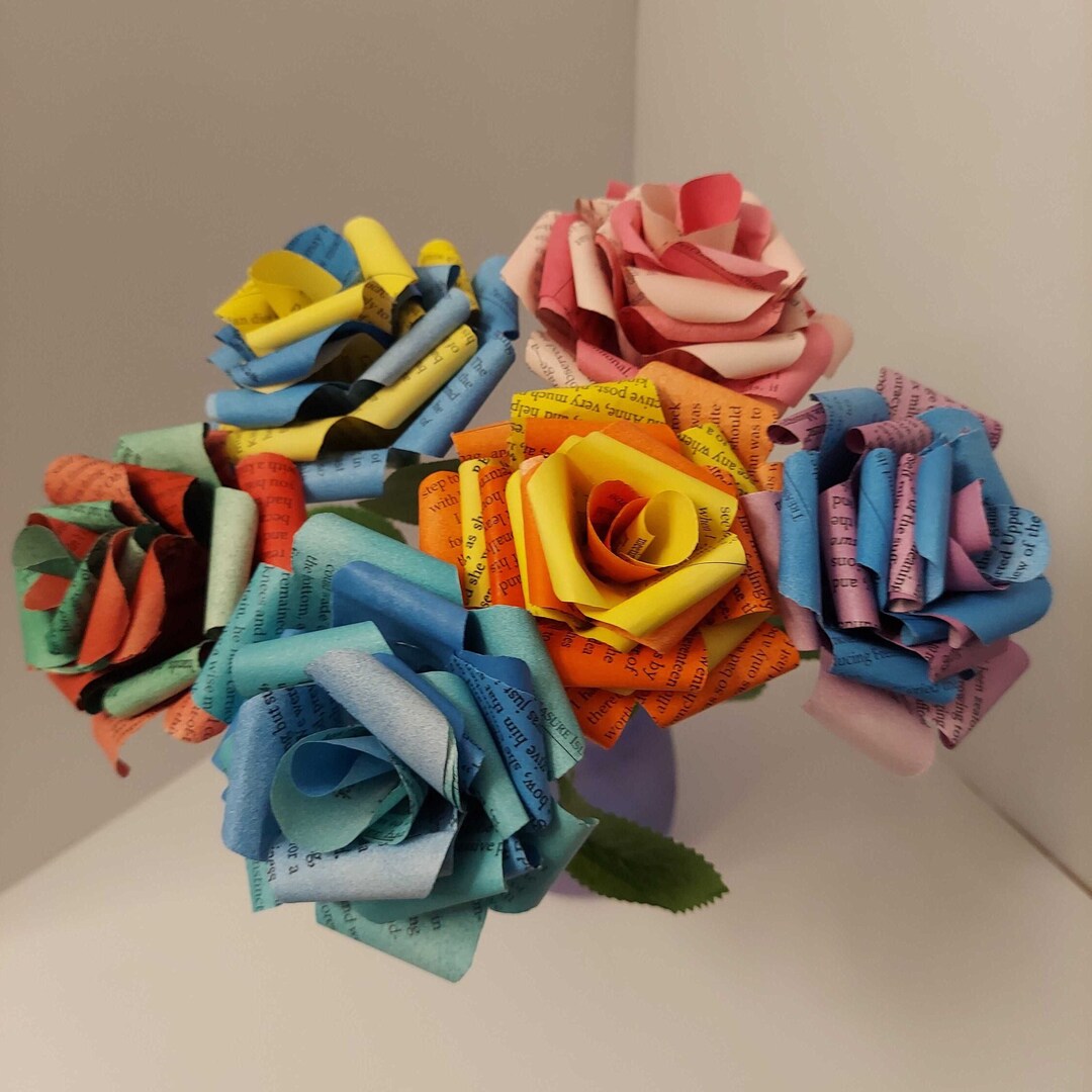 Small Two-tone Book Page Rose - Etsy