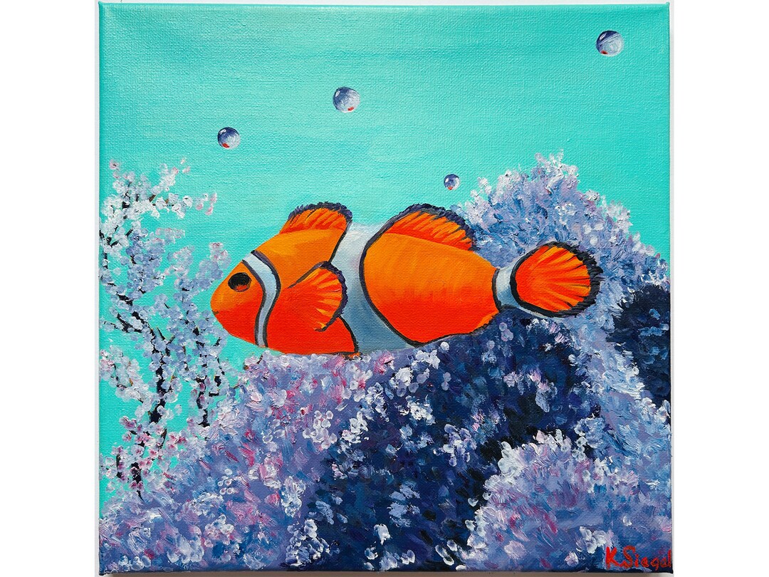 Clown Fish Painting Original Art Tropical Fish Painting Reef Painting ...
