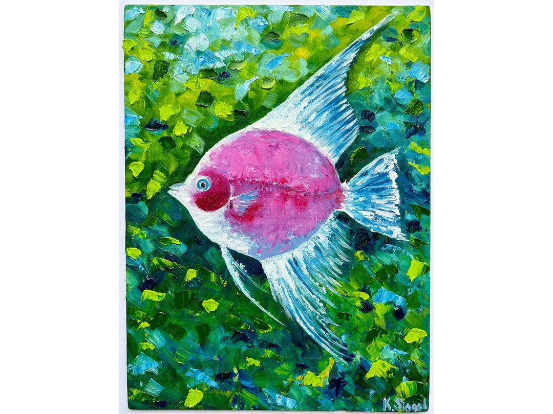 Angelfish Painting Original Art Angelfish Art Tropical Fish Painting ...