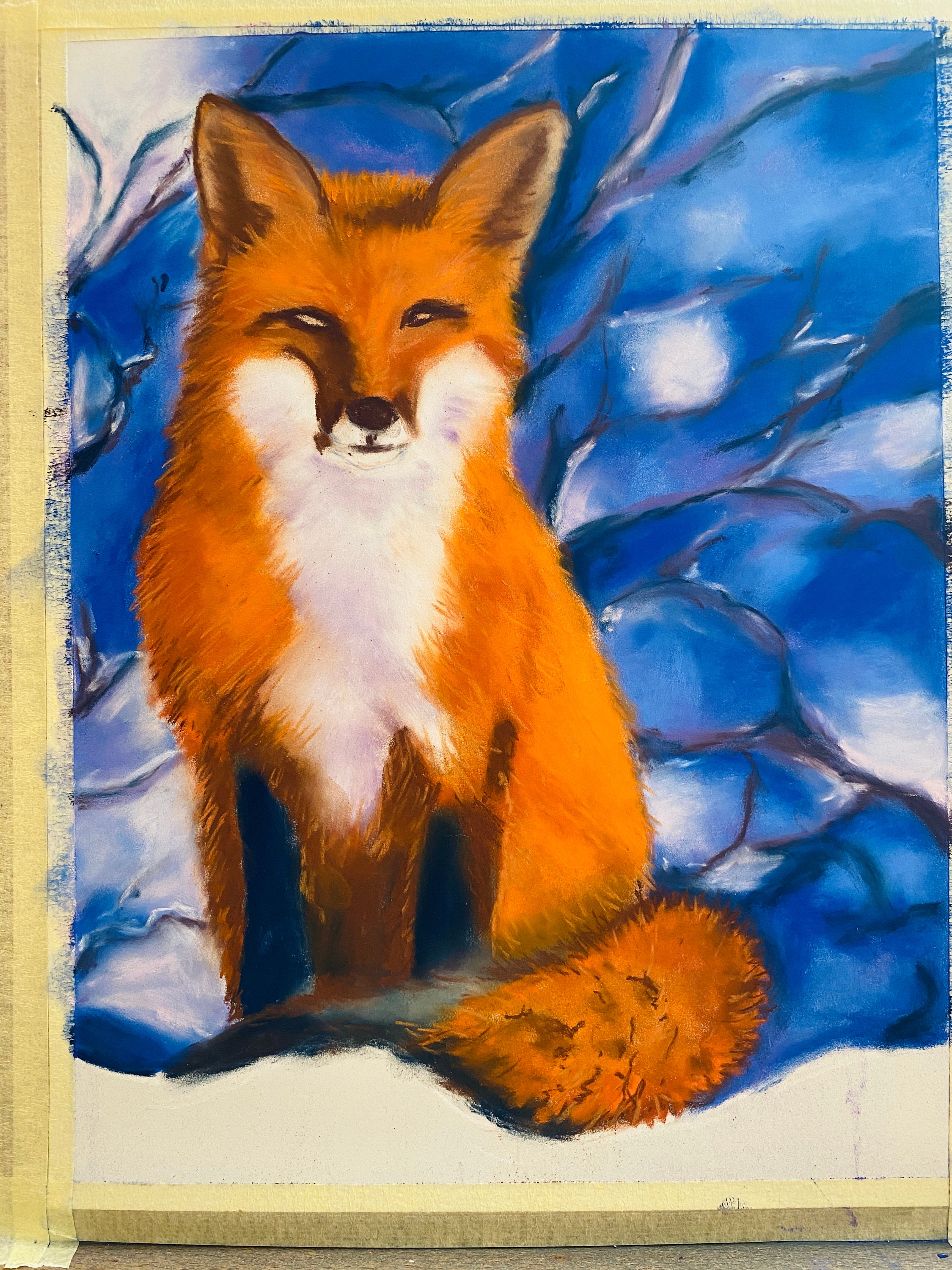 Fox Painting Original Art Red Fox in Snow Painting Wild Animals Artwork ...