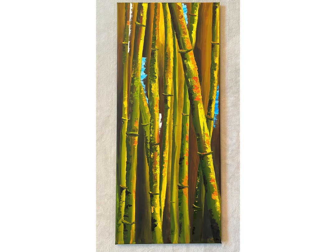 Bamboo Painting Original Art Bamboo Art Japanese Art Green Bamboo ...
