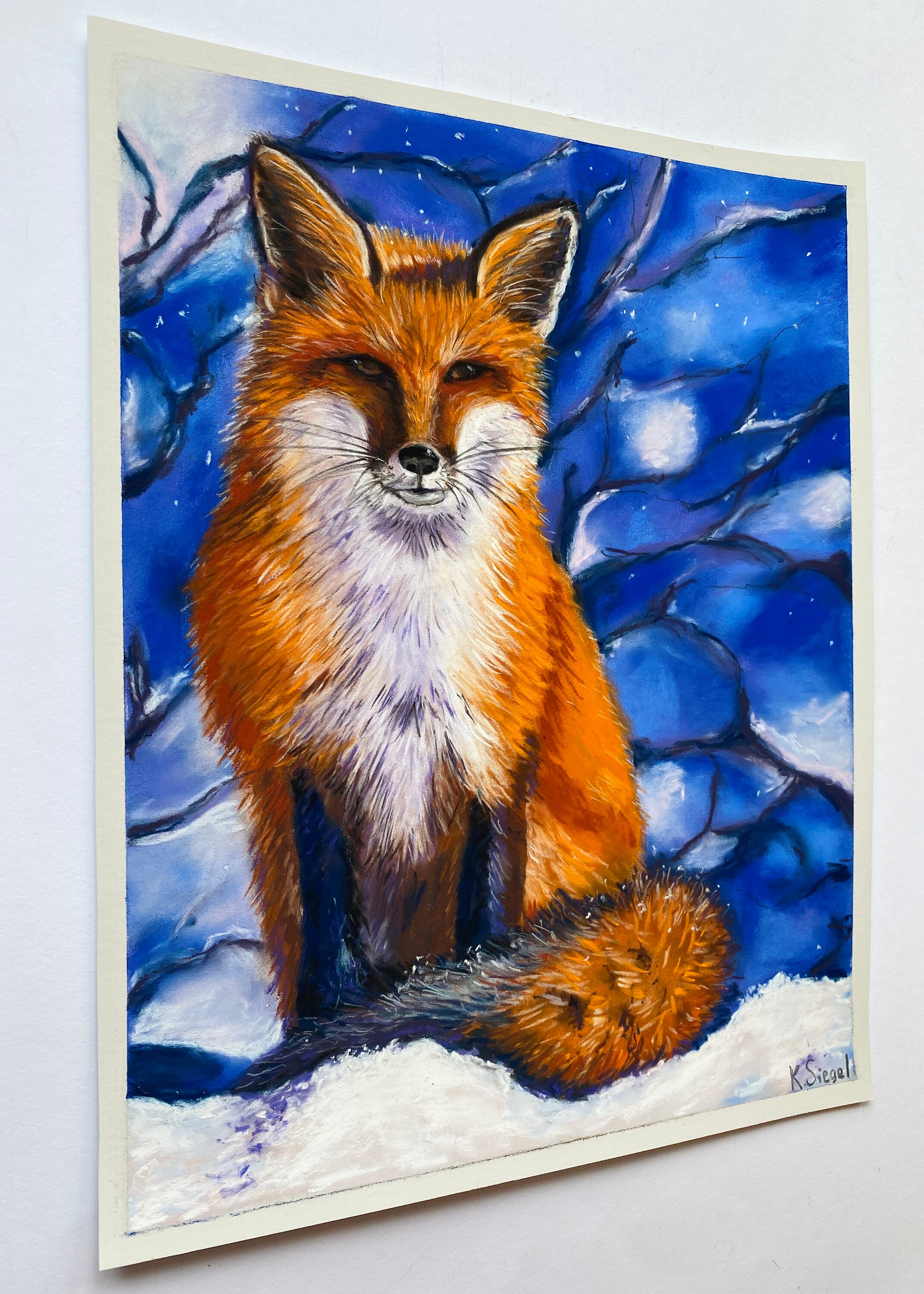 Fox Painting Original Art Red Fox in Snow Painting Wild Animals Artwork ...
