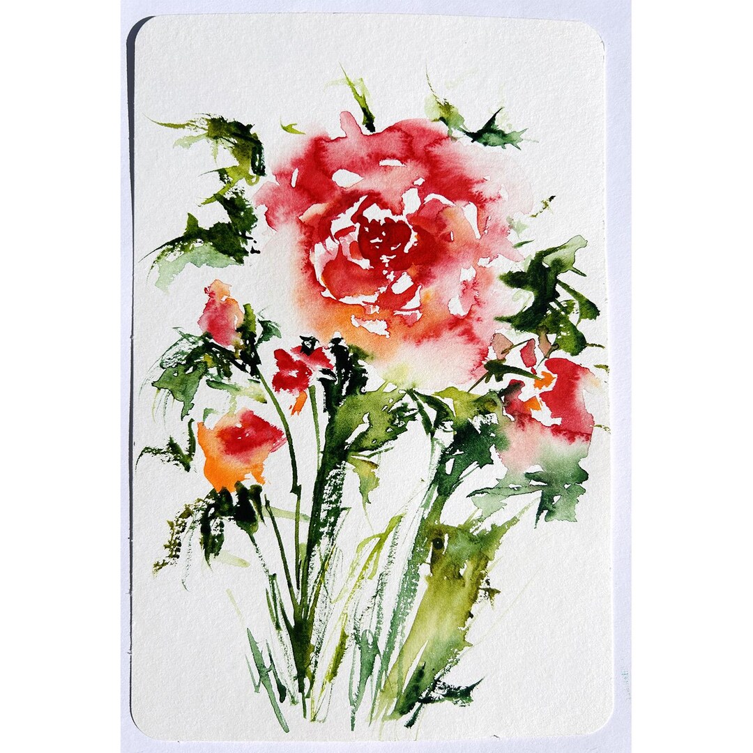 Roses Painting Original Art Red Roses Art Flowers Painting Red Abstract ...