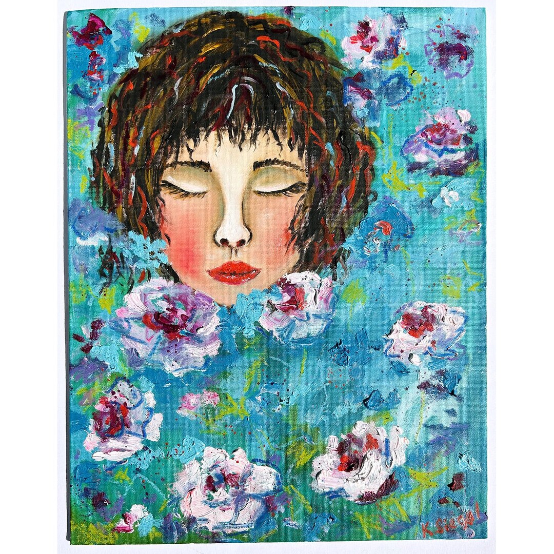 Girl With Flowers Painting Original Oil Painting Girl Flower Painting ...