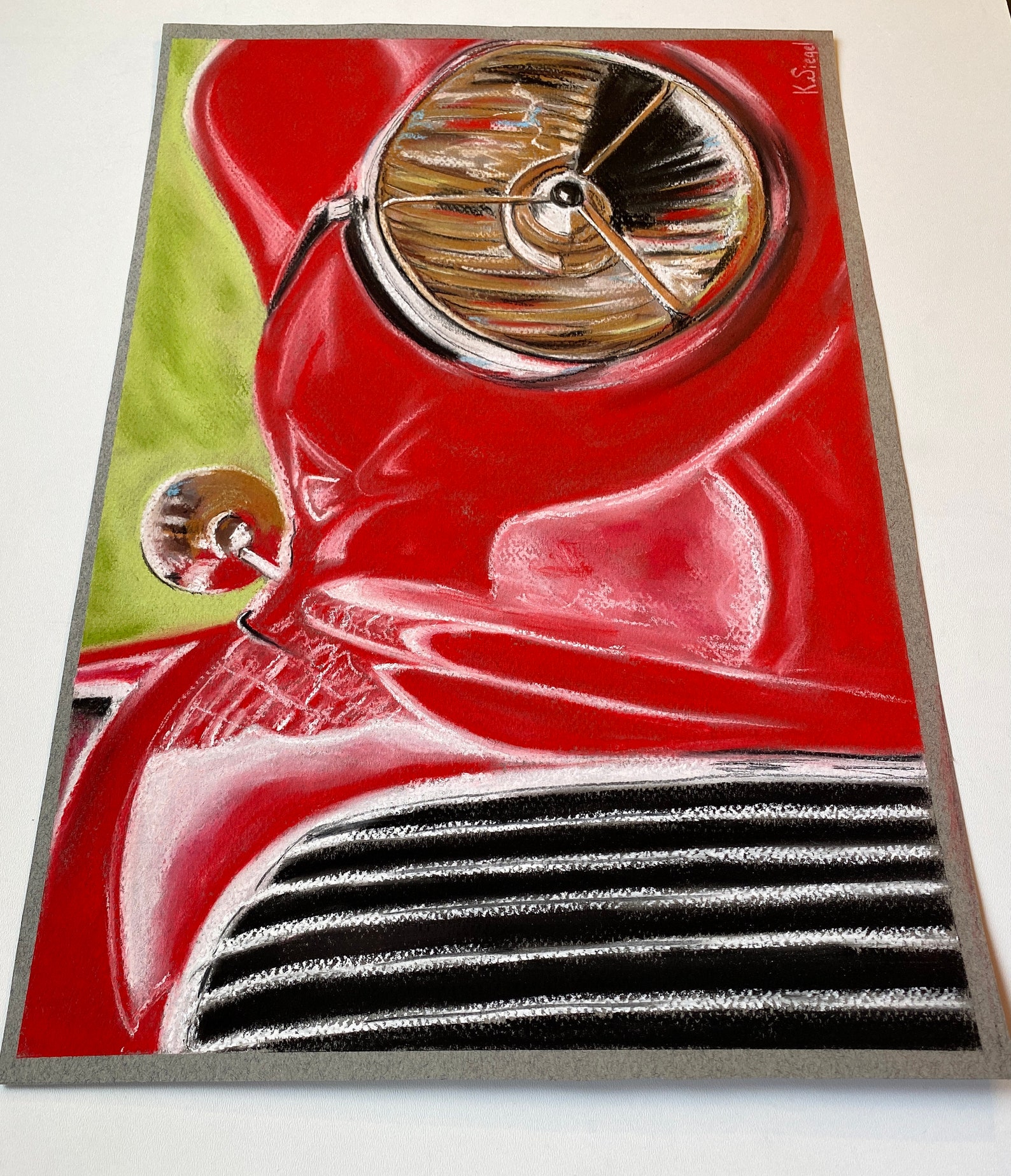 Retro Car Painting Vintage Car Painting Red Car Painting Retro Artwork ...