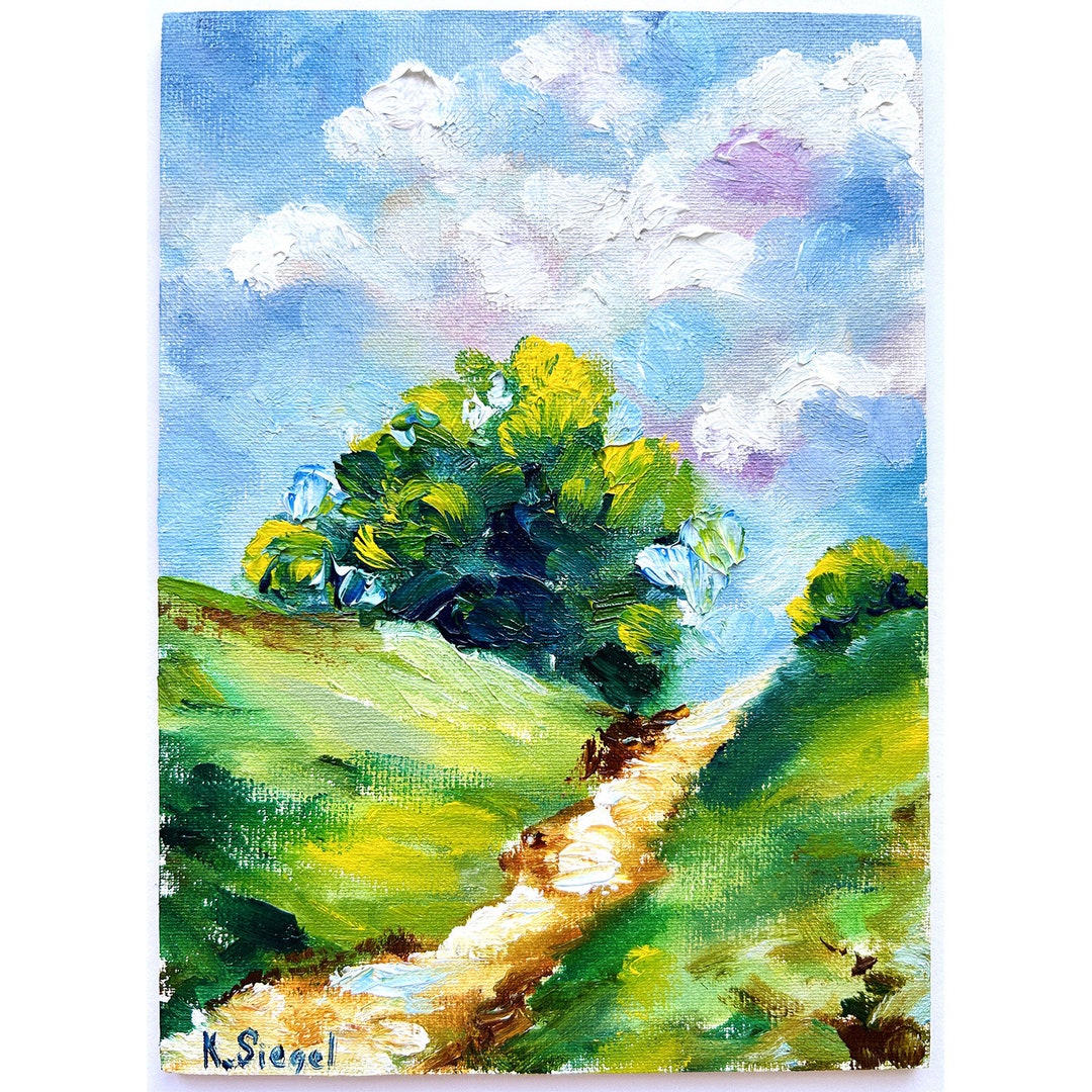 Path Painting Original Oil Painting Textured Landscape Painting 5x7 ...