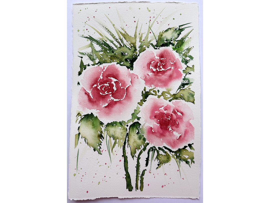 Roses Painting Original Art Three Roses Painting Flowers Painting ...