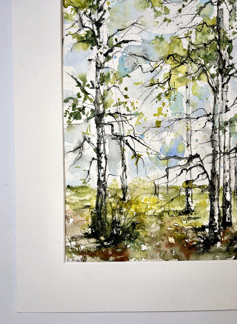 Birch Trees Painting Original Watercolor Art Birch Forest Painting ...