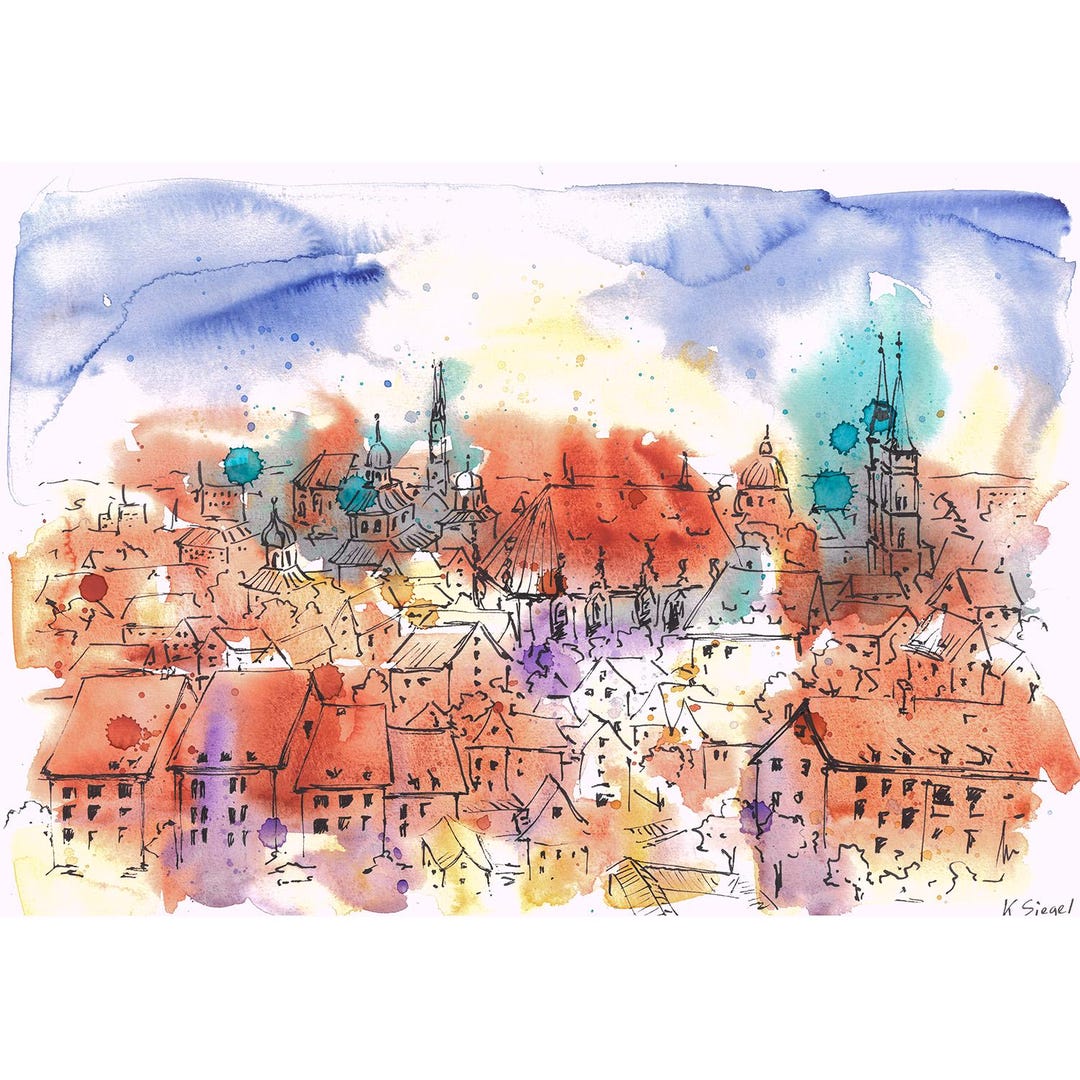 Nuremberg Painting German City Print City Sketch Nuremberg Art ...