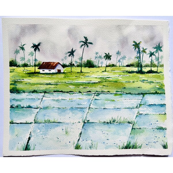 Rice Fields Painting - Etsy