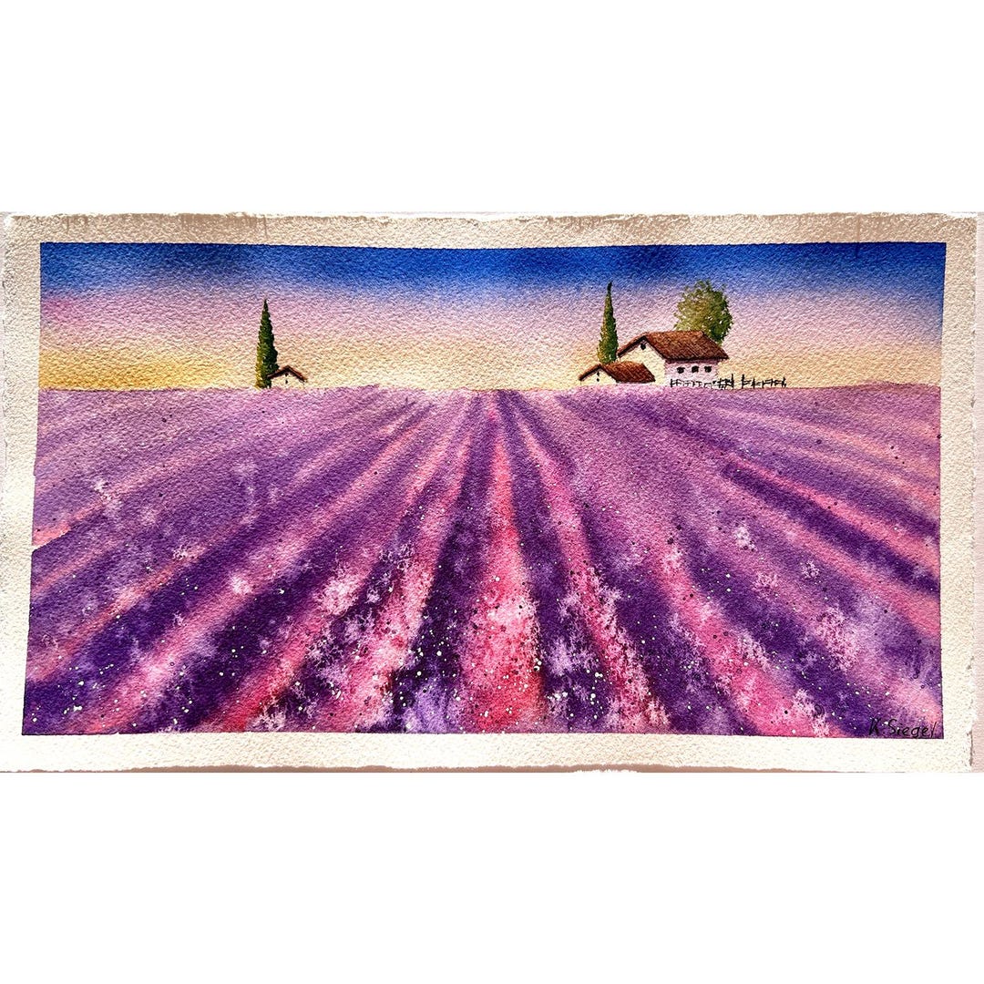Lavender Field Painting Original Art Provence Wall Art Purple Lavender ...