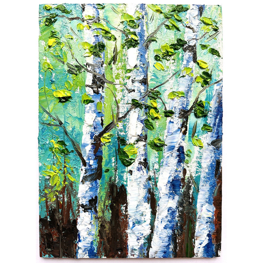 Birch Painting Original Art Birch Art Birch Forest Painting Trees ...