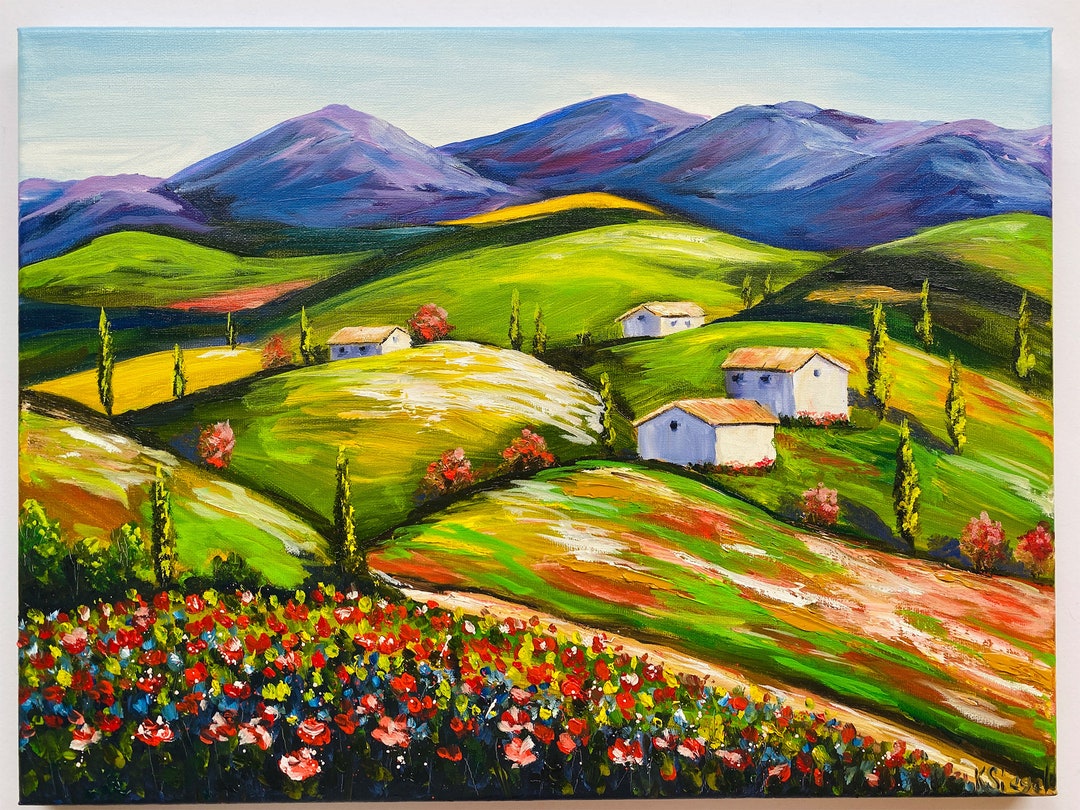 Tuscany Painting Italy Landscape Original Art Tuscany Oil on Canvas ...