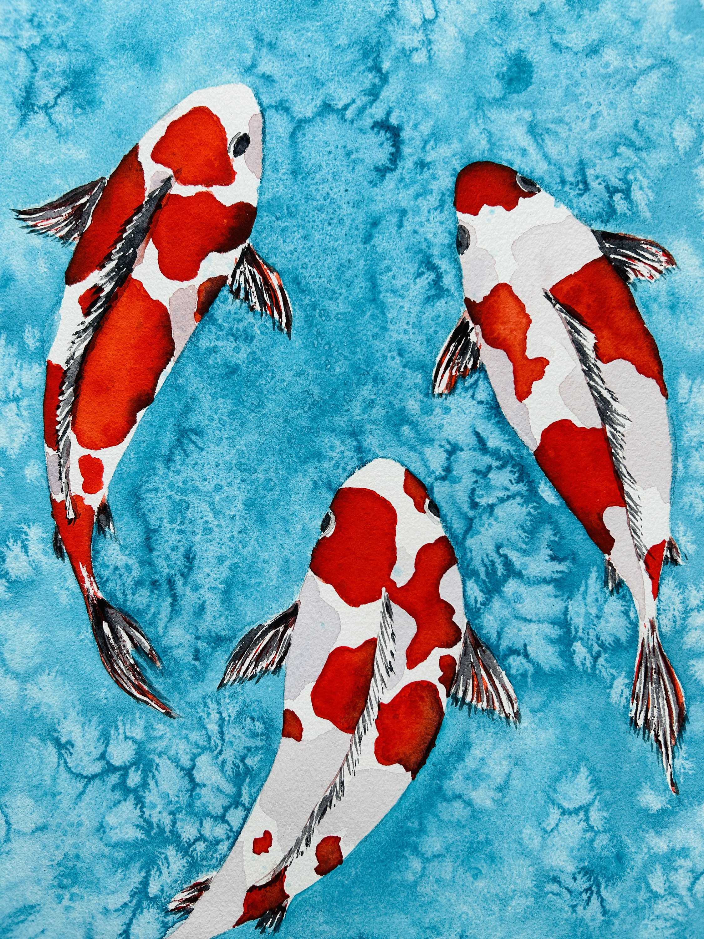Koi Fish Painting Three Koi Fish Painting Japanese Koi Fish - Etsy