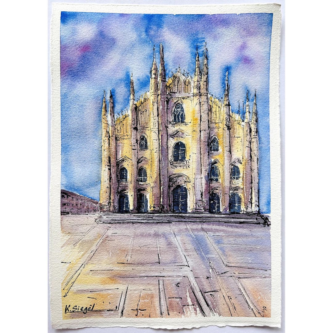 Milan Painting Original Art Cathedral of Milan Art Italy Painting Milan ...