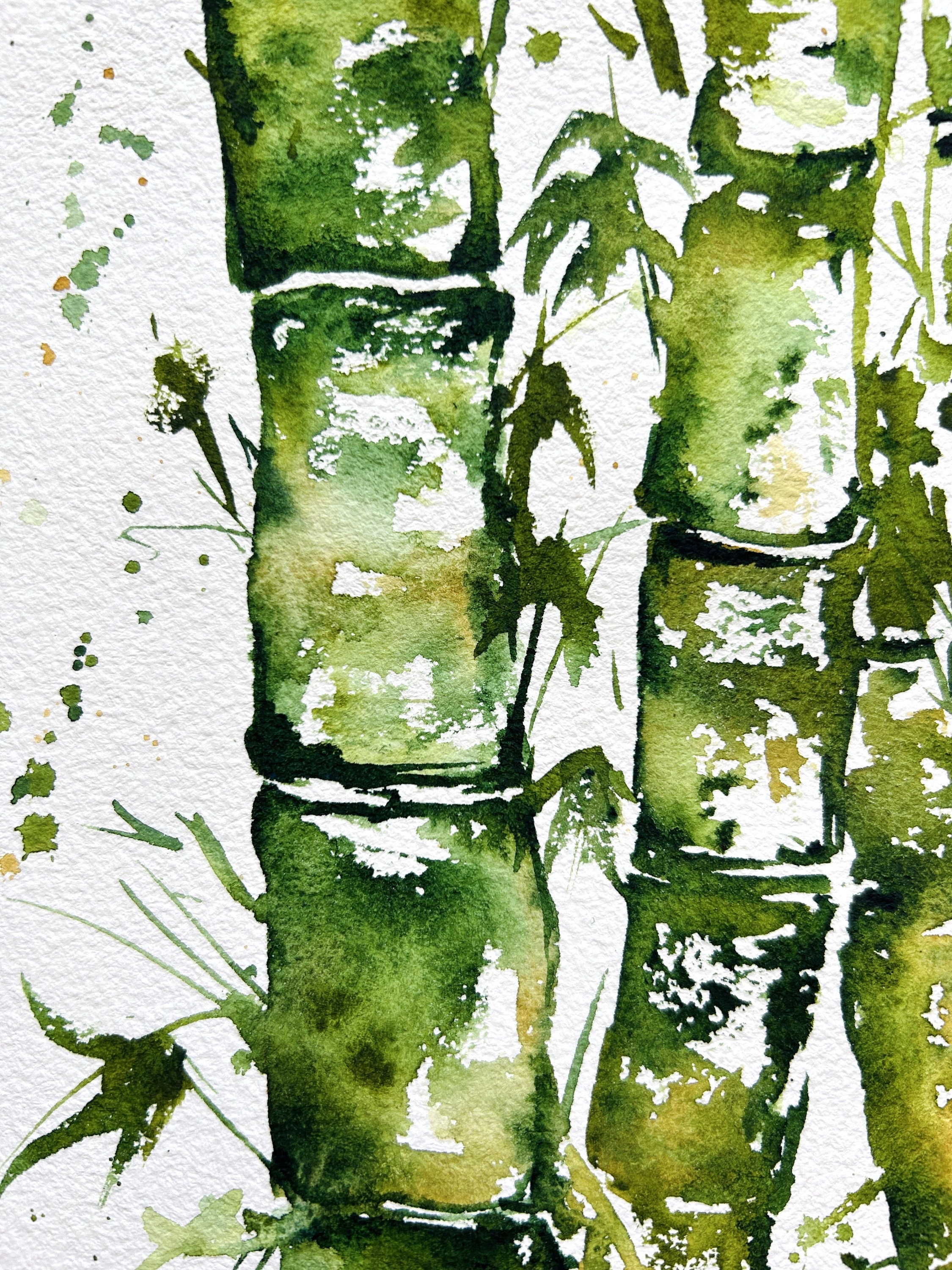 Bamboo Painting Original Art Bamboo Art Japanese Art Green Bamboo ...