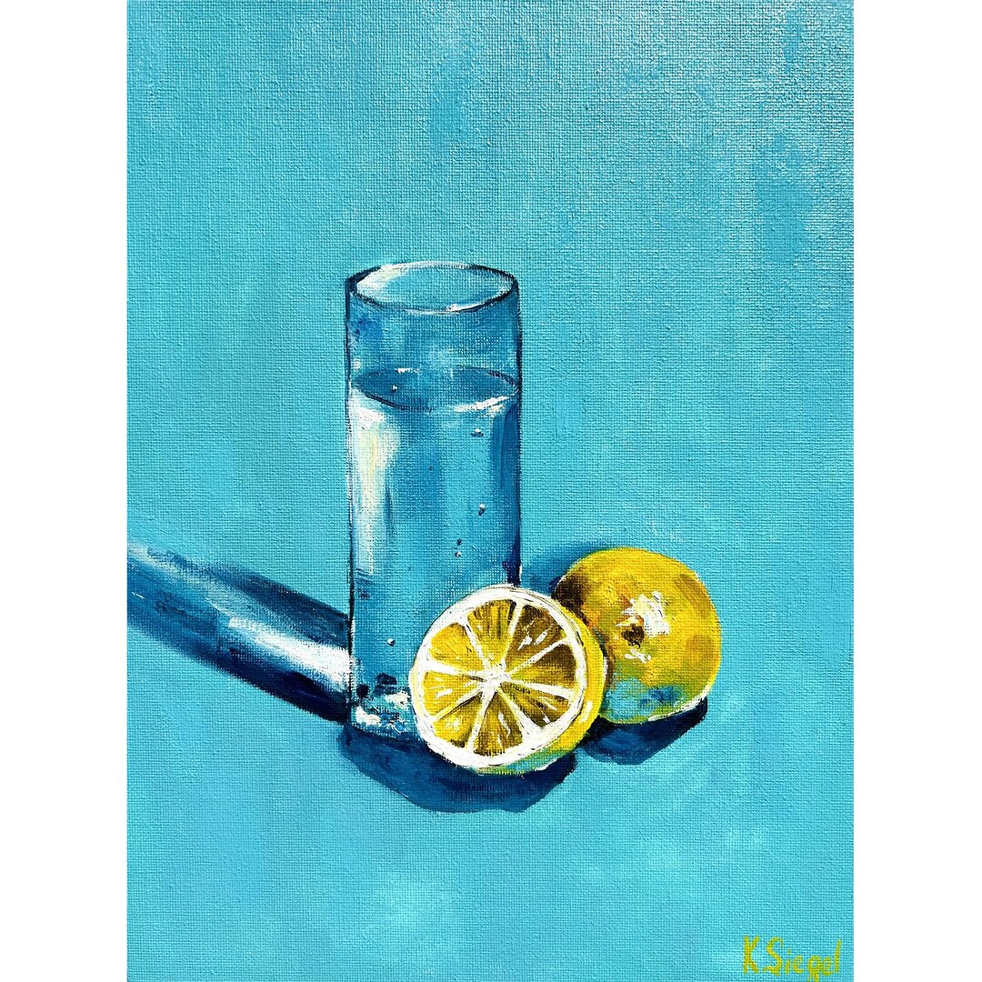 Glass Painting Lemons Painting Original Art Lemons Still Life Glass of ...