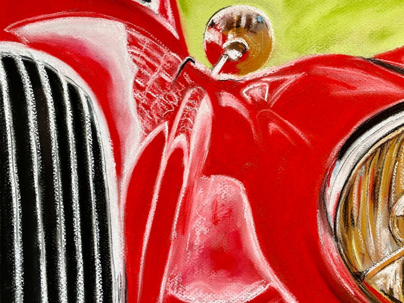 Retro Car Painting Vintage Car Painting Red Car Painting Retro Artwork ...