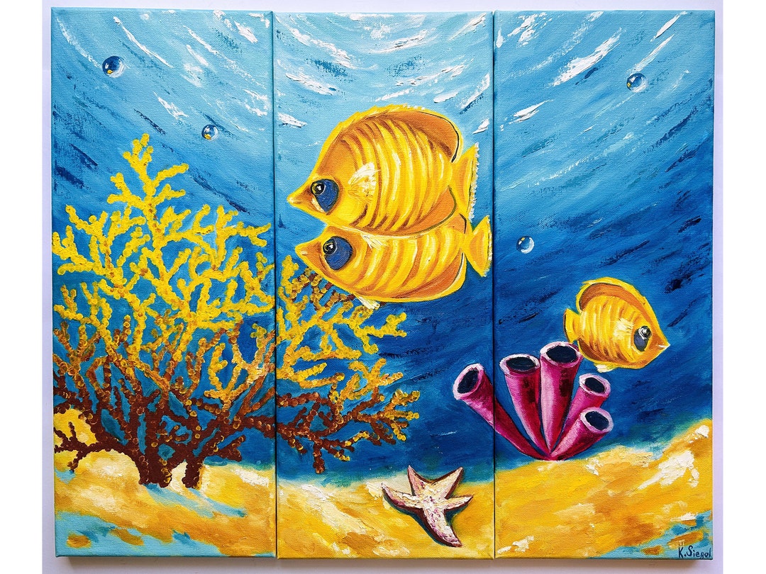 Tropical Fish Painting Original Art Tropical Coral Reef Painting ...