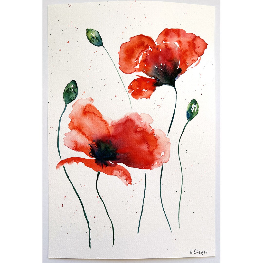 Poppies Painting Original Art Poppy Flowers Painting Red Poppies Art ...