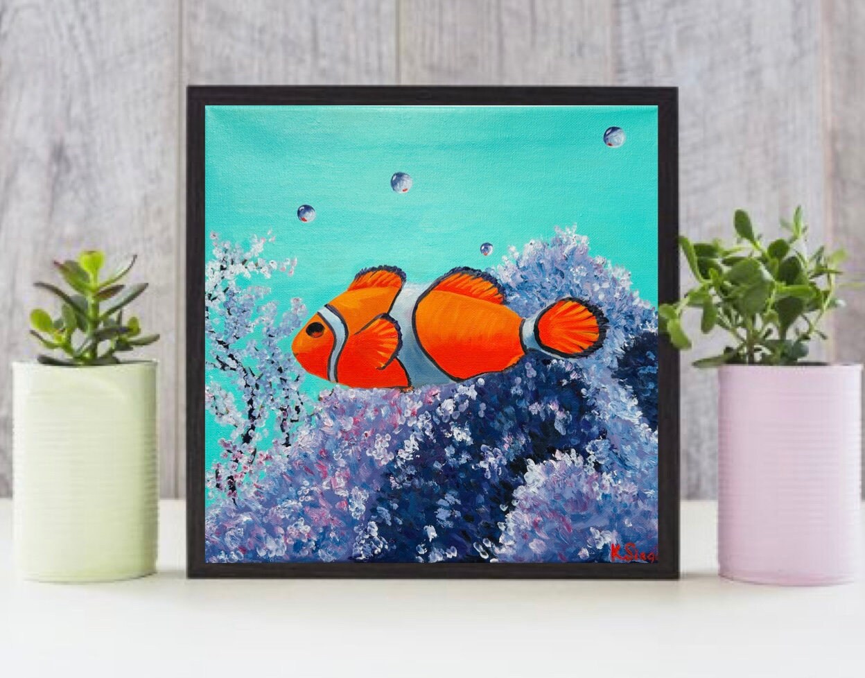 Clown Fish Painting Original Art Tropical Fish Painting Reef Painting ...