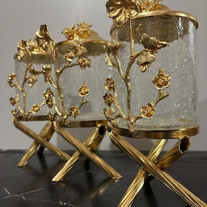 Gold Canister Set for Kitchen Decor Glass Storage Jar Set - Etsy