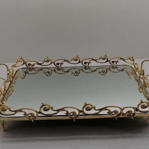 Luxury Gold Serving Tray With Mirror Base - Elegant 6-person Tea & Coffee Serving Decor - Etsy