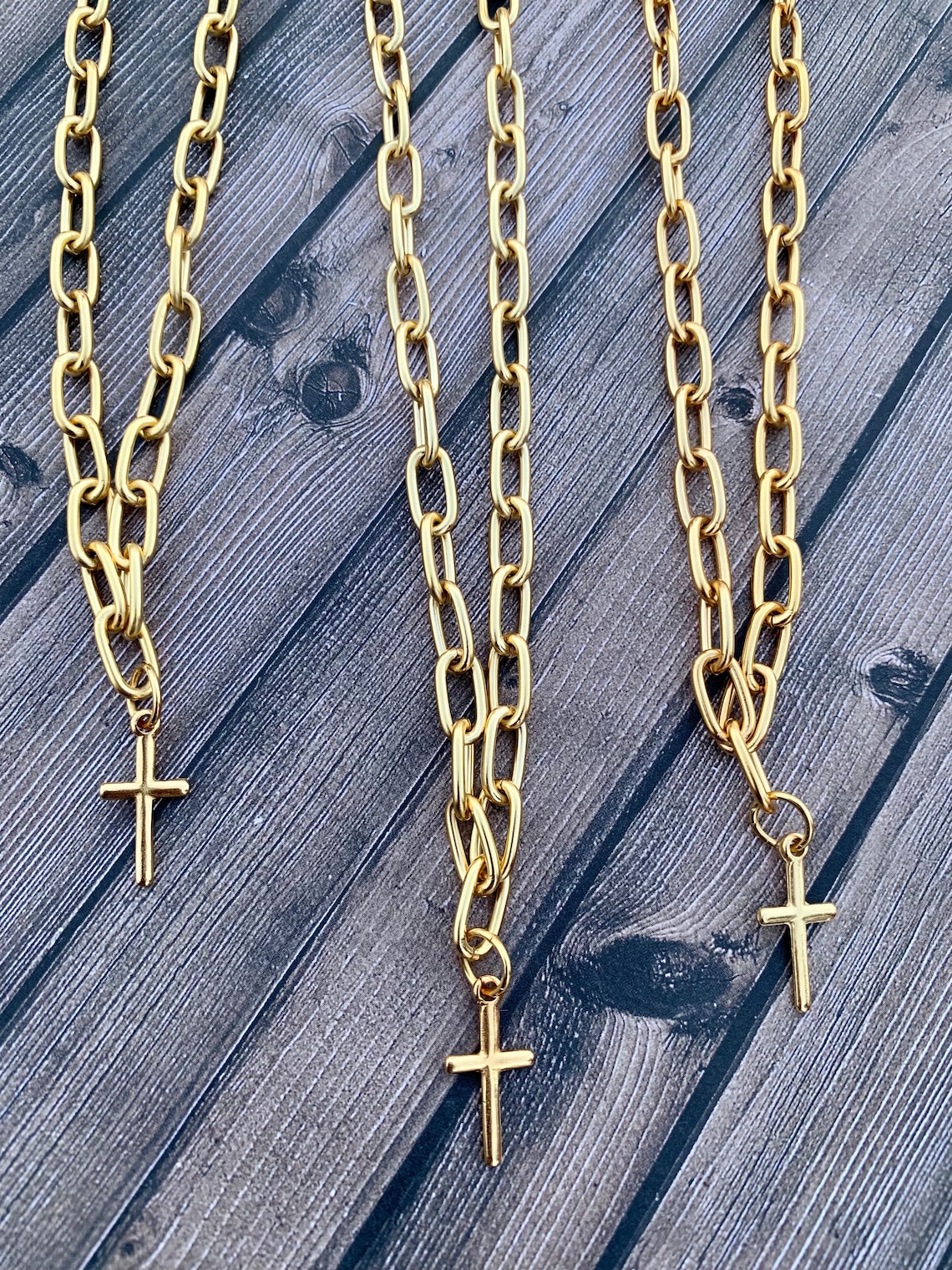 Women's Gold Cross Paperclip Chain Necklace, Gold Plated Necklace ...